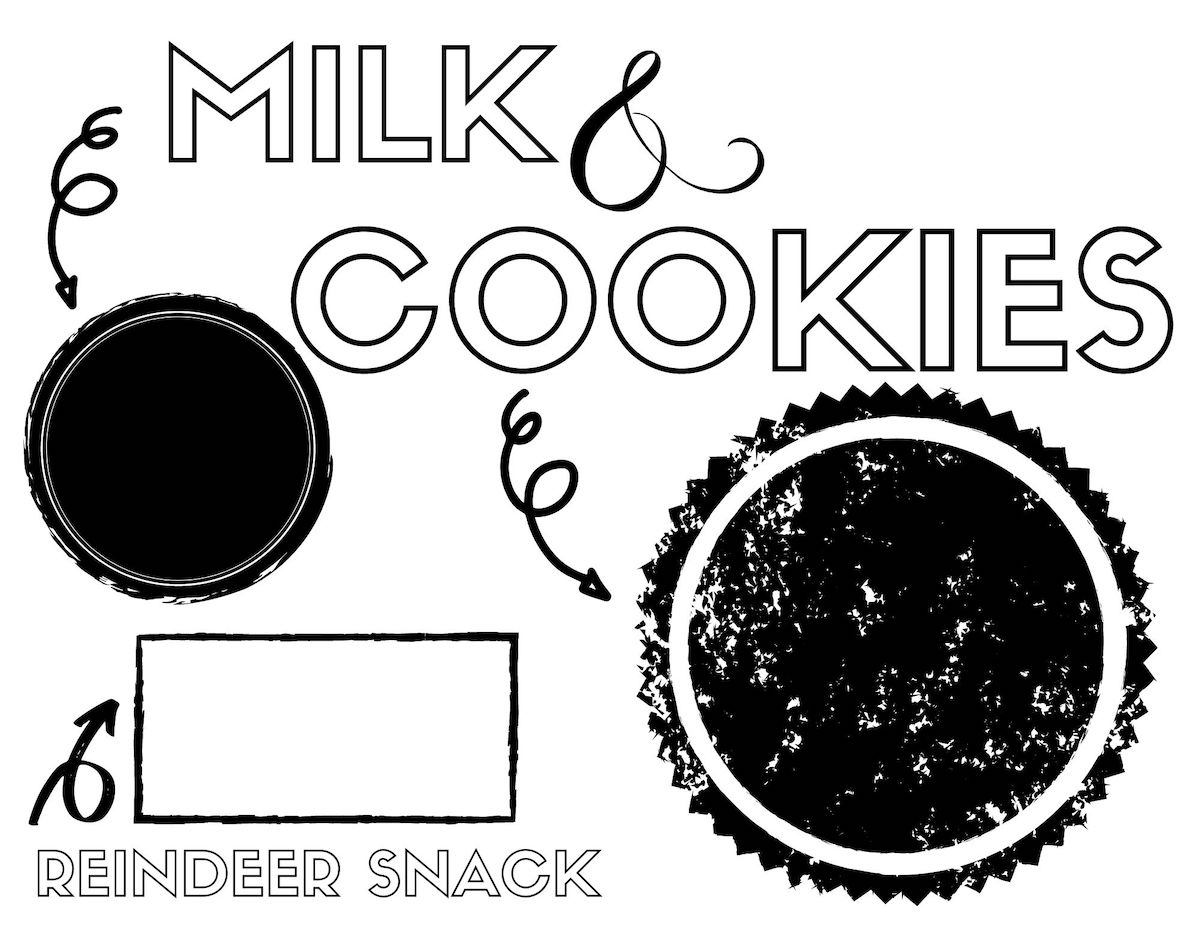 Cute Colorable Milk & Cookies for Santa Tray Free Printable - OriginalMOM