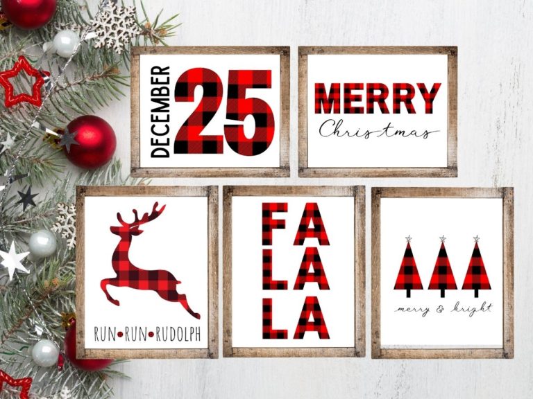 5 Rustic Buffalo Plaid Chrismtas Decor Wall Art FREE Printables ...