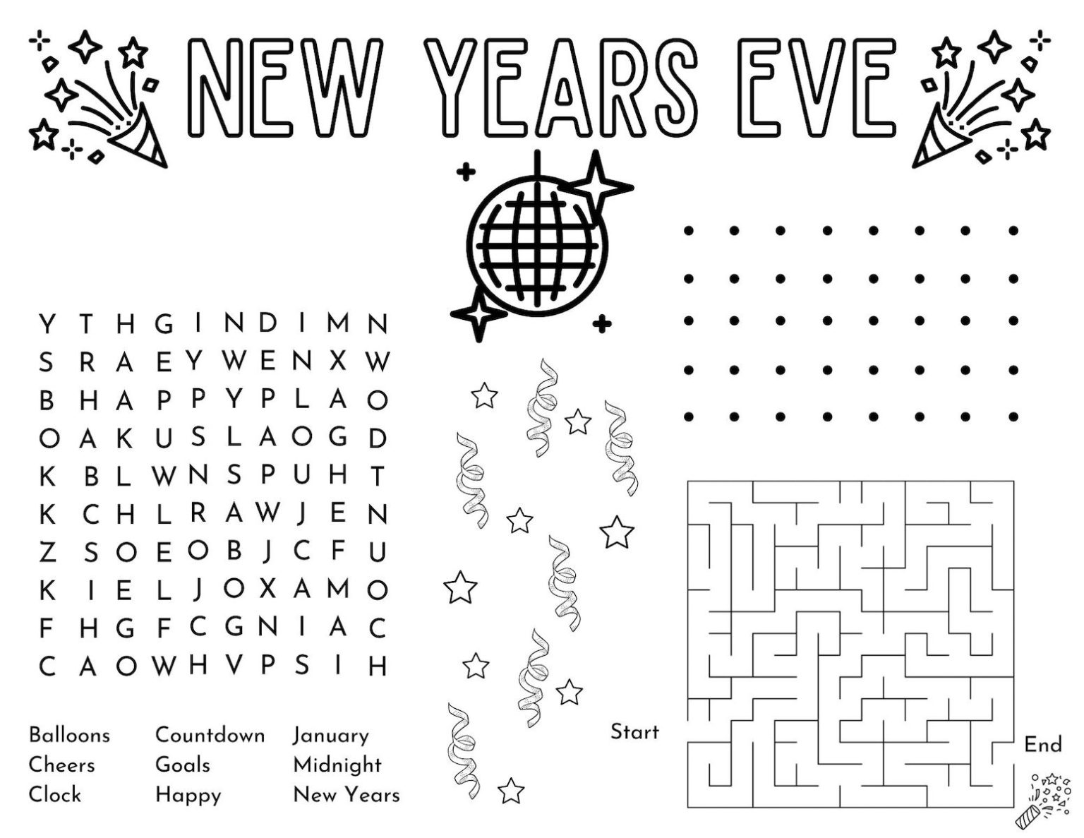 New Years Eve Activity Page for Kids FREE Printable - OriginalMOM