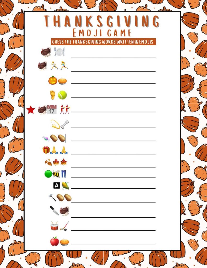 Thanksgiving Emoji Game Free Printable With Answers Rossy Printable Thanksgiving Emoji Game Free Printable With Answers Rossy Printable