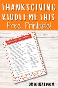 Fun Thanksgiving Riddle Me This Free Printable - OriginalMOM