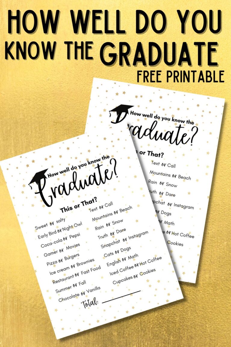 How Well Do You Know the Graduate Free Printable Game - OriginalMOM